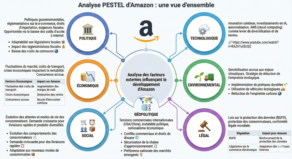 Plongée dans l'univers d'Amazon : analyse PESTEL et SWOT 📊